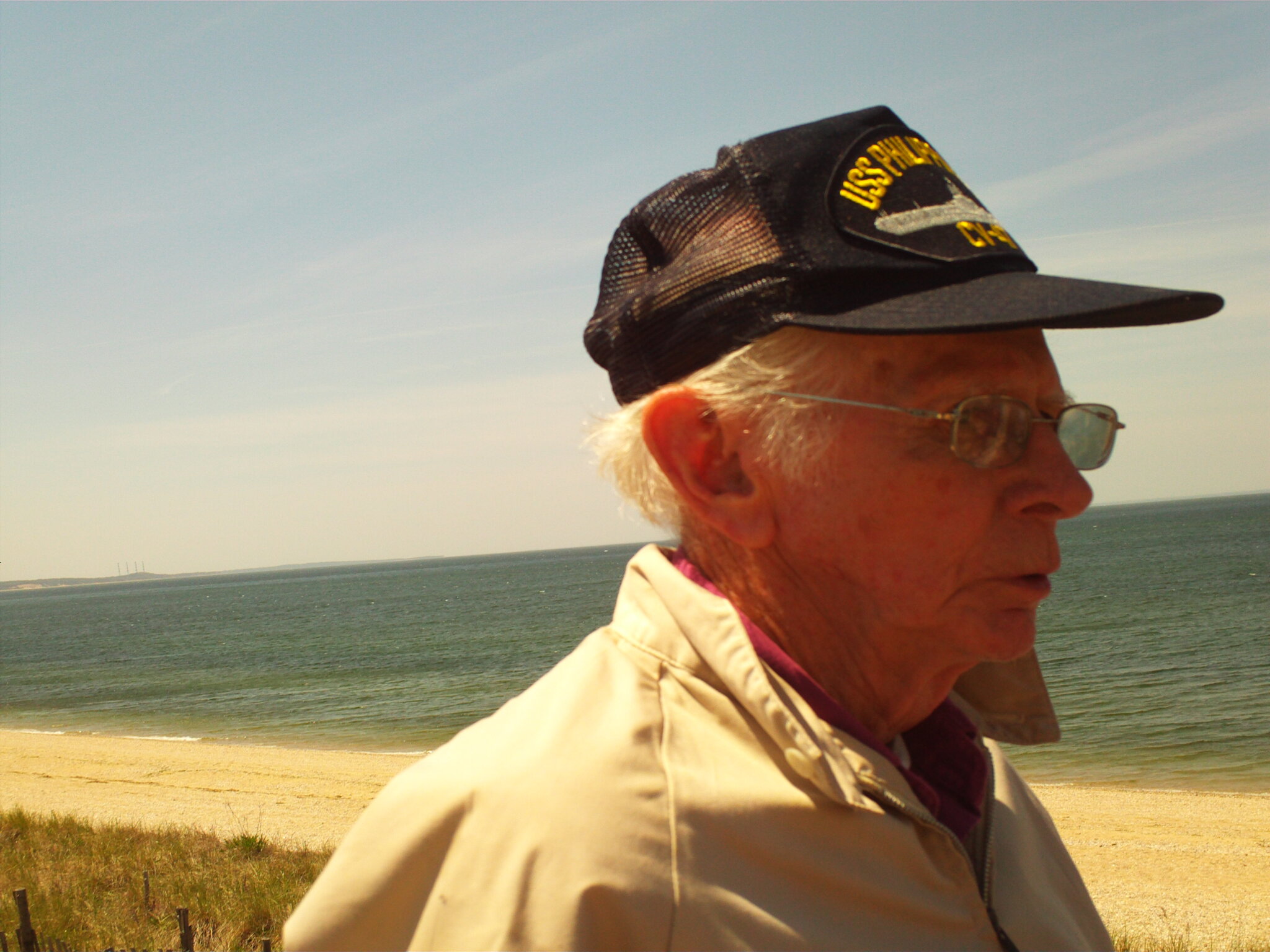 Wearing his USS Philippine Seas cap - Branch Funeral Homes
